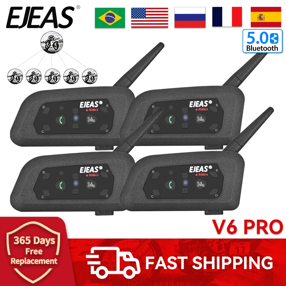Ejeas – Oreillette Bluetooth V6 Pro Pour Moto, Appareil De ...