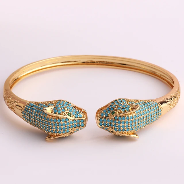 New Arrived Double Leopard Head Statement Bracelet Bangle for Women ...