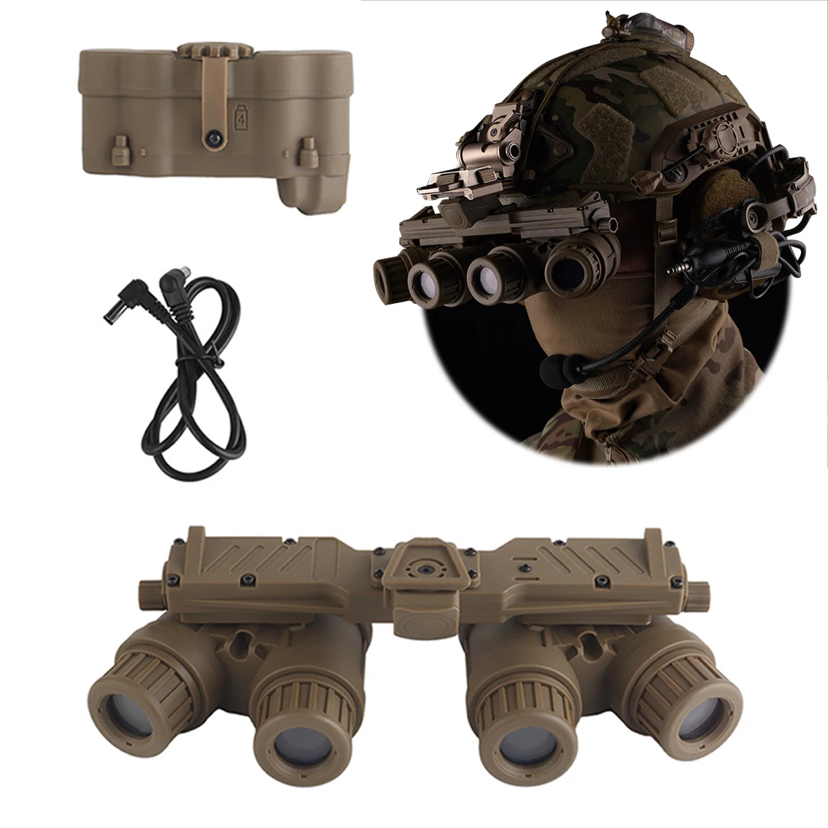 Four-eye-Night-Vision-Device-Simulation-Model-Airsoft-Tactical-Helmet ...