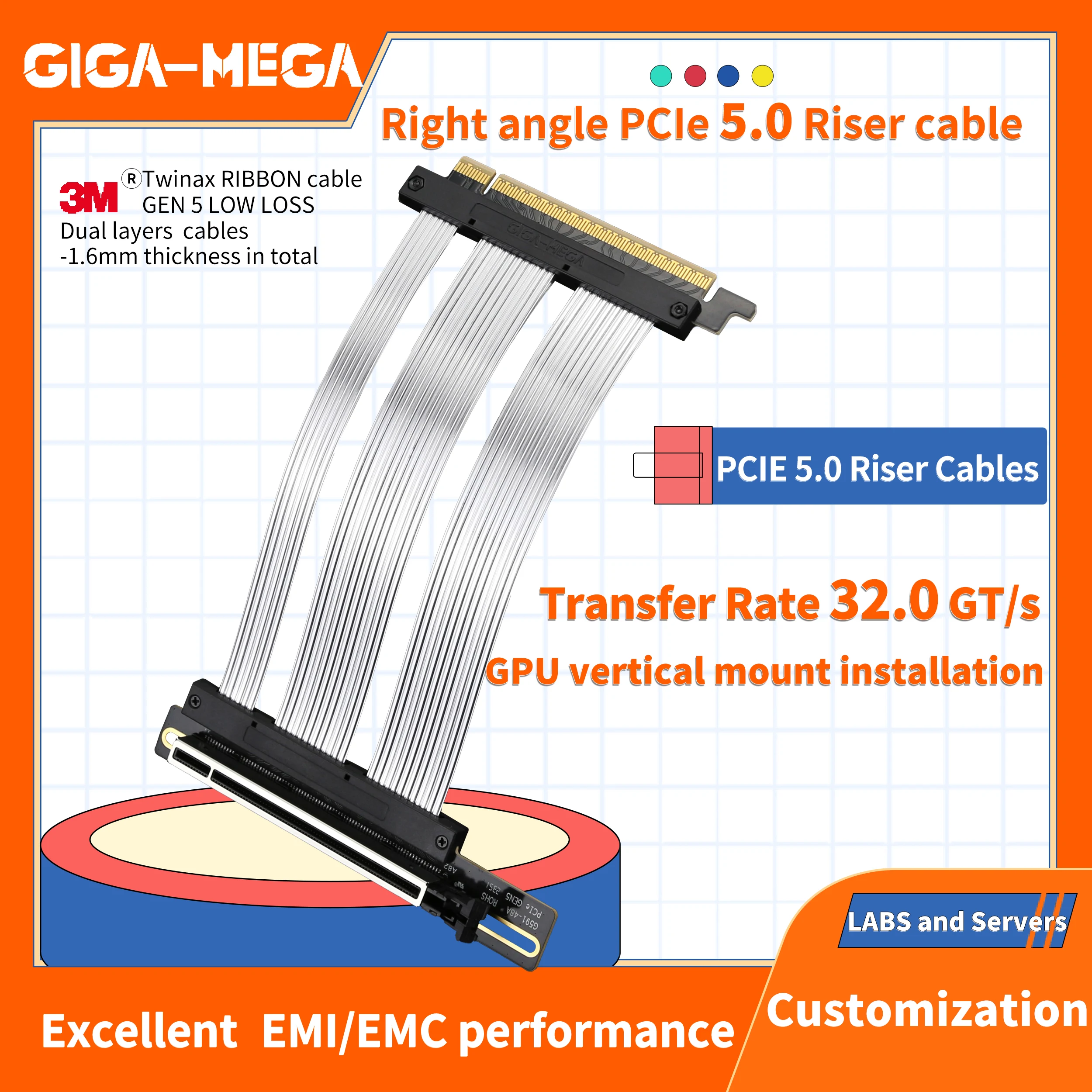 PCIe-5-0-riser-cable-GPU-vertical-mount-bracket-GEN5-RAID-SSD-Riser ...