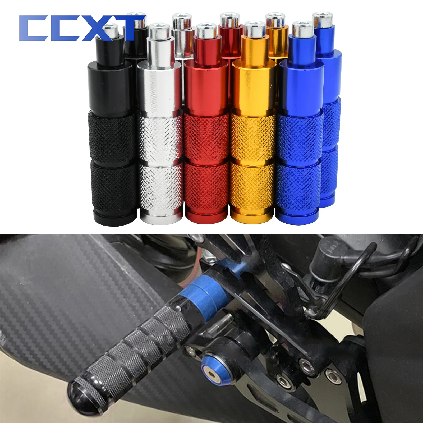 CNC-Aluminum-M8-Footrests-Foot-Pegs-Pedals-For-Honda-Kawasaki-Yamaha ...