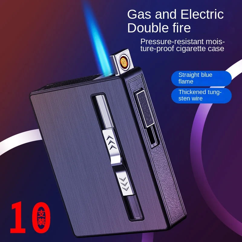 Wind-proof-Cigarette-Case-Gas-electric-Dual-use-Straight-to-cigarette ...