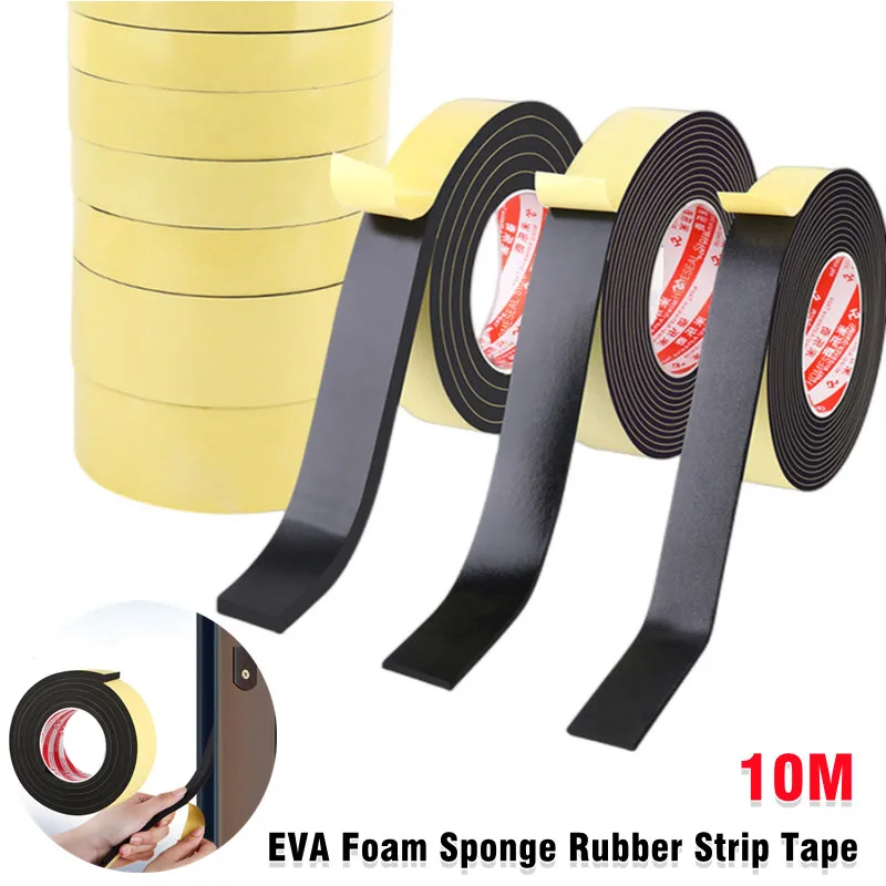 Thicken-10M-EVA-black-foam-sponge-rubber-strip-tape-Self-Adhesive-Shockproof-Anti-collision ...