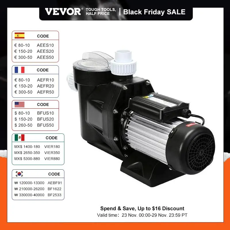 VEVOR-2-5HP-Pool-Pump-Motor-With-Strainer-Basket-1850W-Water-Pump ...