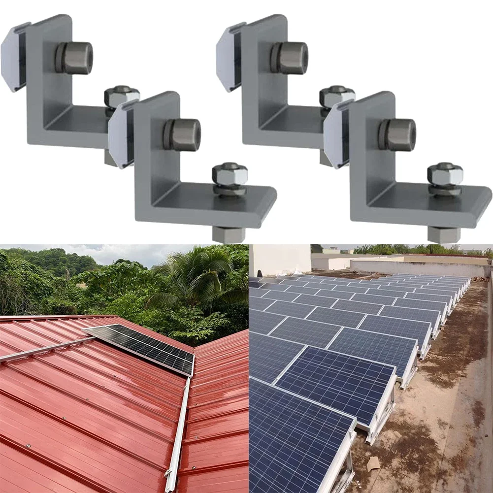 Solar-Panel-Photovoltaic-Bracket-Clamp-Tile-Clips-Flat-Roof-Tilt-Mount ...