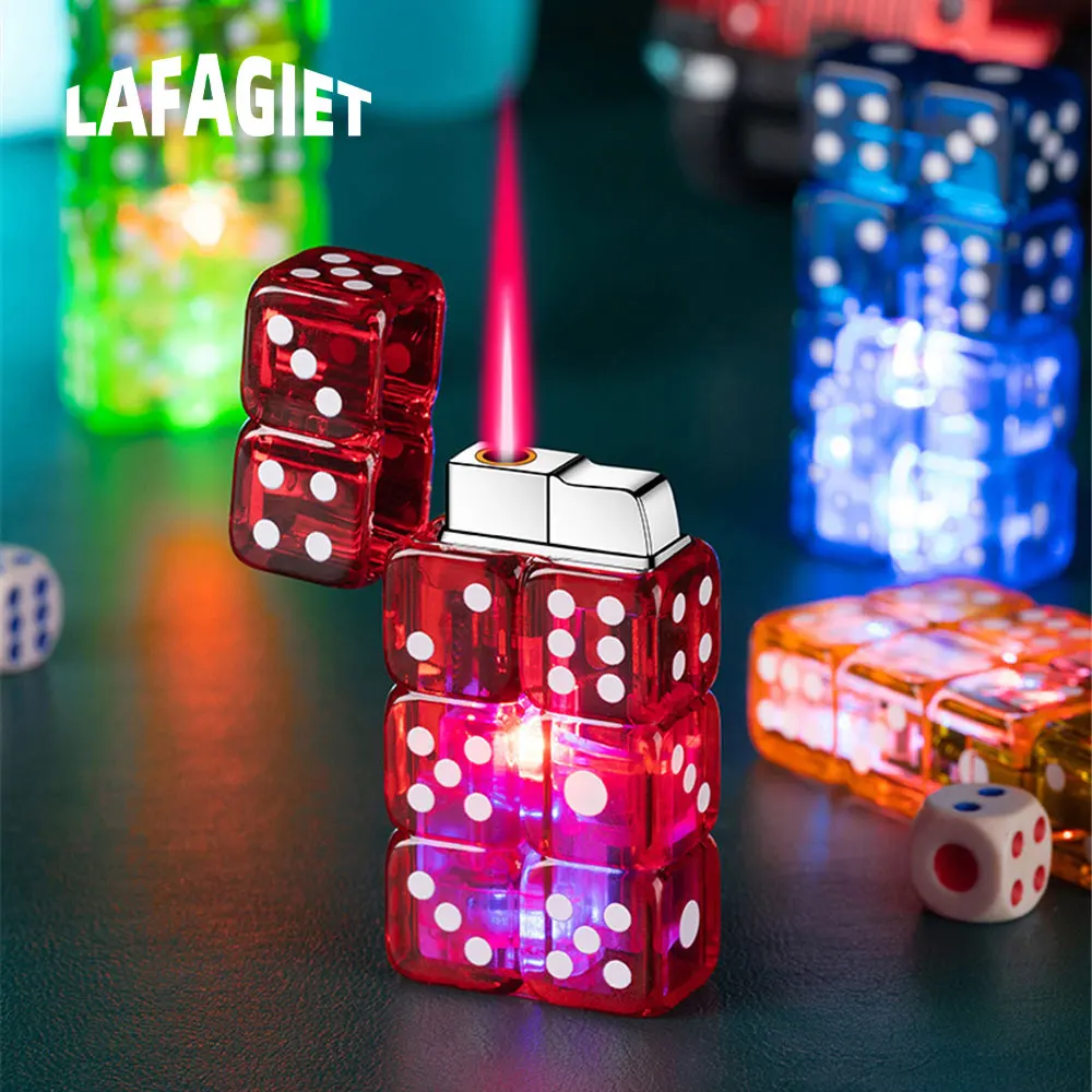 Cool-Dice-Lighter-Red-Fire-Jet-Flame-Butane-Torch-LED-Colorful-Flash ...