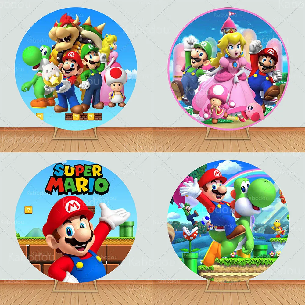 Fondo-redondo-de-Super-Mario-Bros-para-ni-os-decoraci-n-circular-para ...