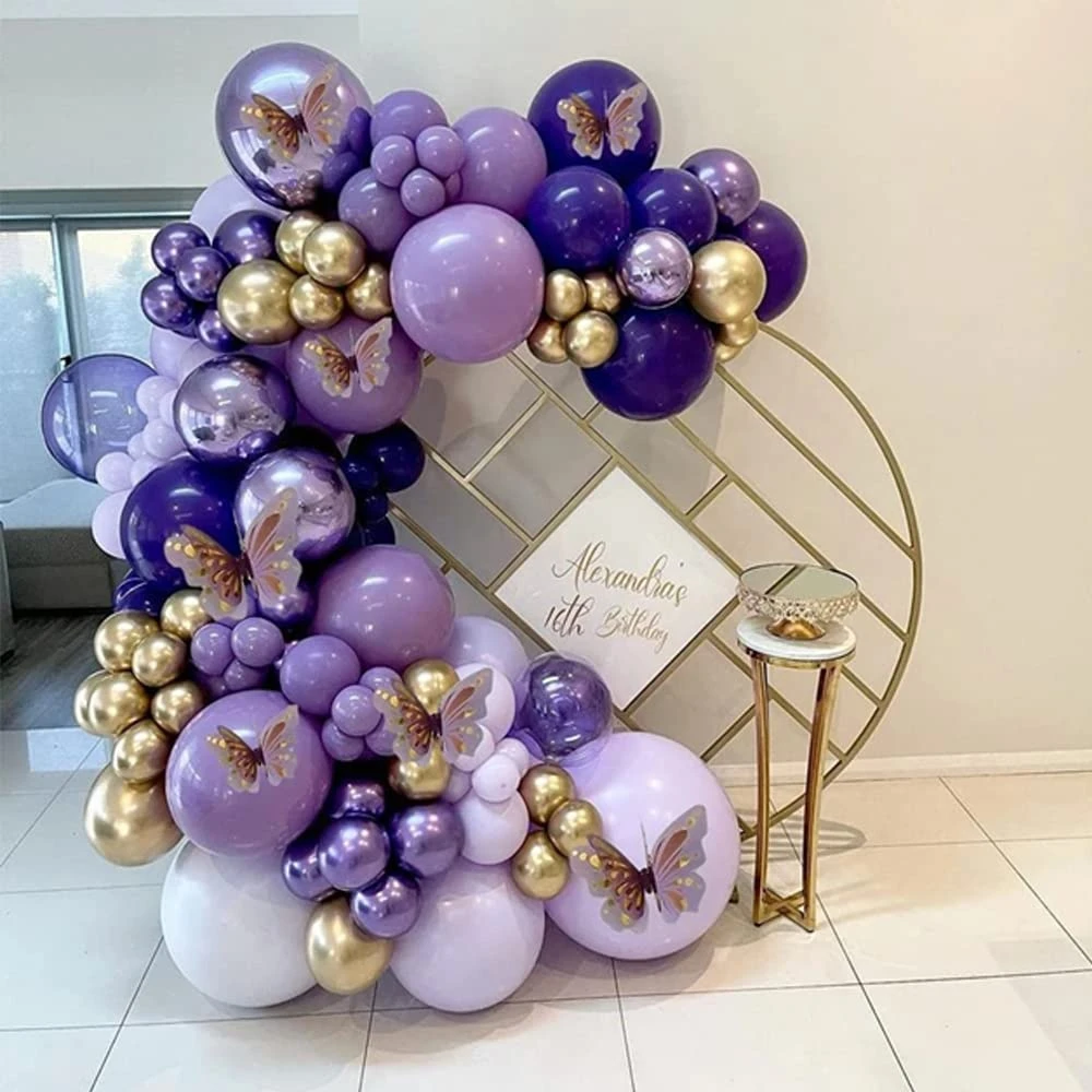 90Pcs Purple Ballon Garland Arch Kit Metallic Gold Purple Dark Light ...