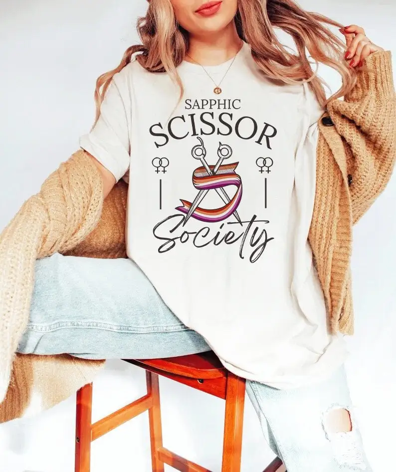 Sapphic-scissor-society-shirt-lesbian-funny-retro-boho-femme-butch ...