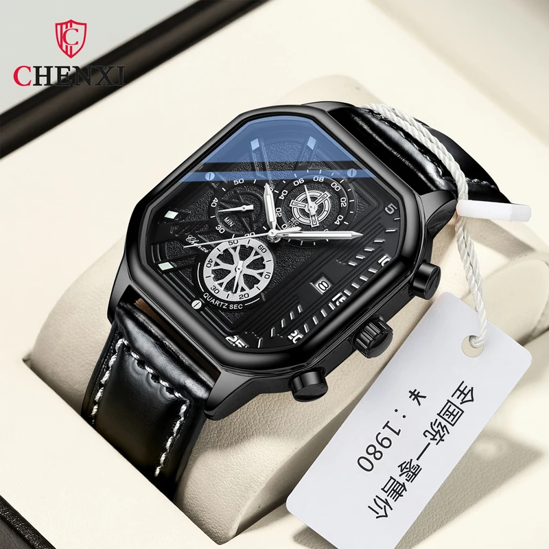Chenxi 904 Fashion Multifunction Watch Casual Sports Waterproof Leather Wristwatch Luxury Quartz ...