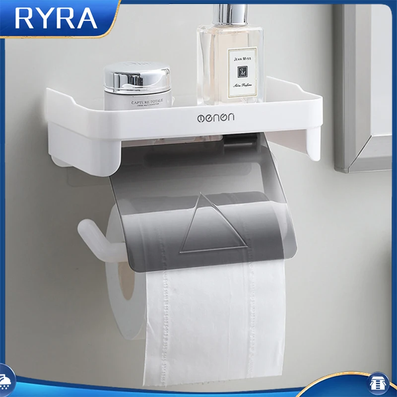 Soporte-de-rollo-de-papel-higi-nico-montado-en-la-pared-impermeable-autoadhesivo-sin ...