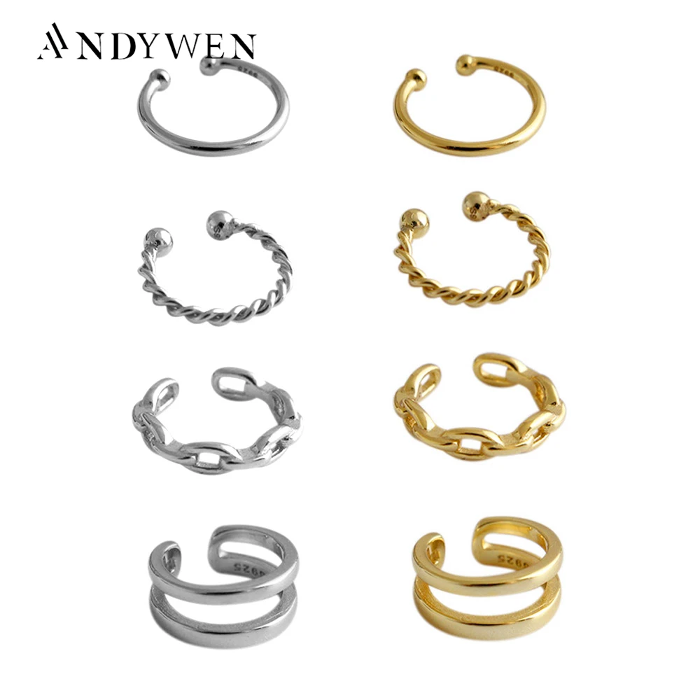 ANDYWEN-925-Sterling-Silver-Plain-Ear-Cuffs-Rock-Punk-Earcuff-Earring ...