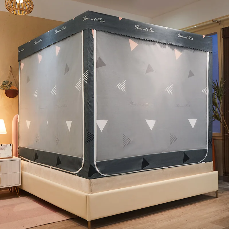 Large-Space-Square-Mosquito-Net-with-Frame-3-Doors-Blackout-Privacy-Bed ...