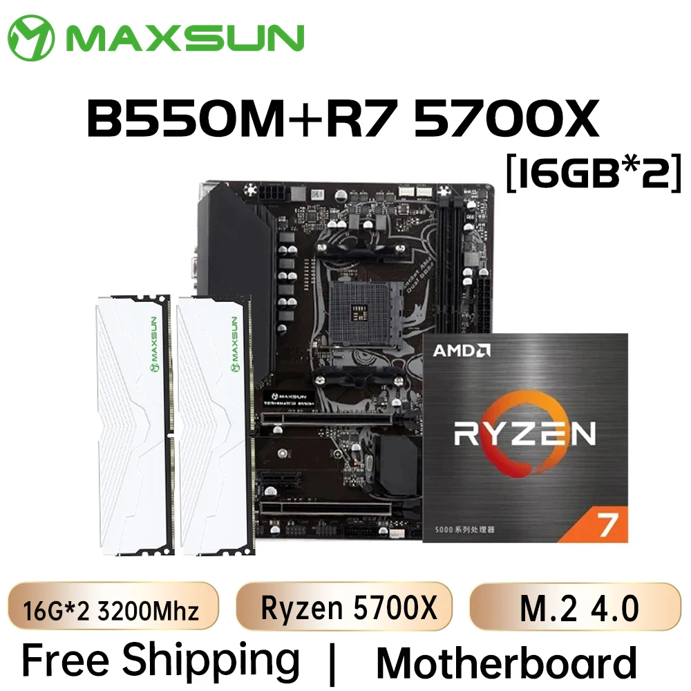 MAXSUN-B550M-with-Ryzen-7-5700X-CPU-Memory-DDR4-32GB-16GB-2-3200MHz ...