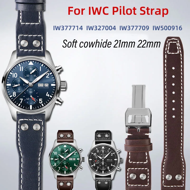 21mm-22mm-High-Quality-Leather-Watch-band-For-IWC-Pilot-Mark-cowhide ...