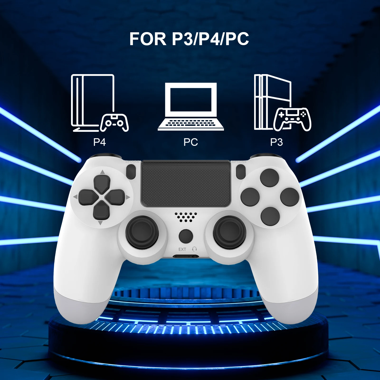 GAMINJA-Wireless-Controller-Bluetooth-Dual-Vibration-No-Delay-Gamepad-For-PS4-PS3-Console-PC ...