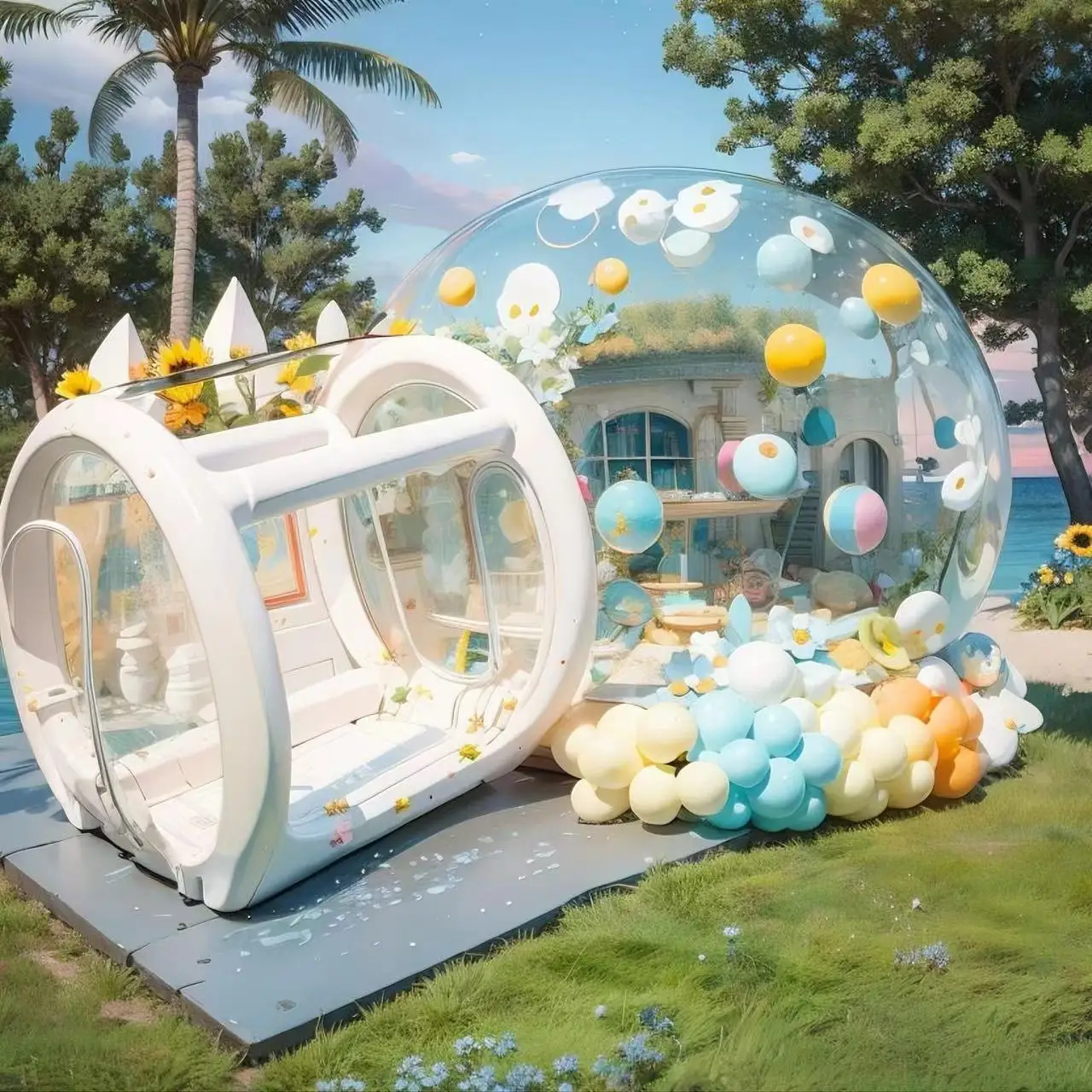 Balloon-Inflatable-Bubble-House-With-Bubble-Tent-Transparent-Dome-House ...