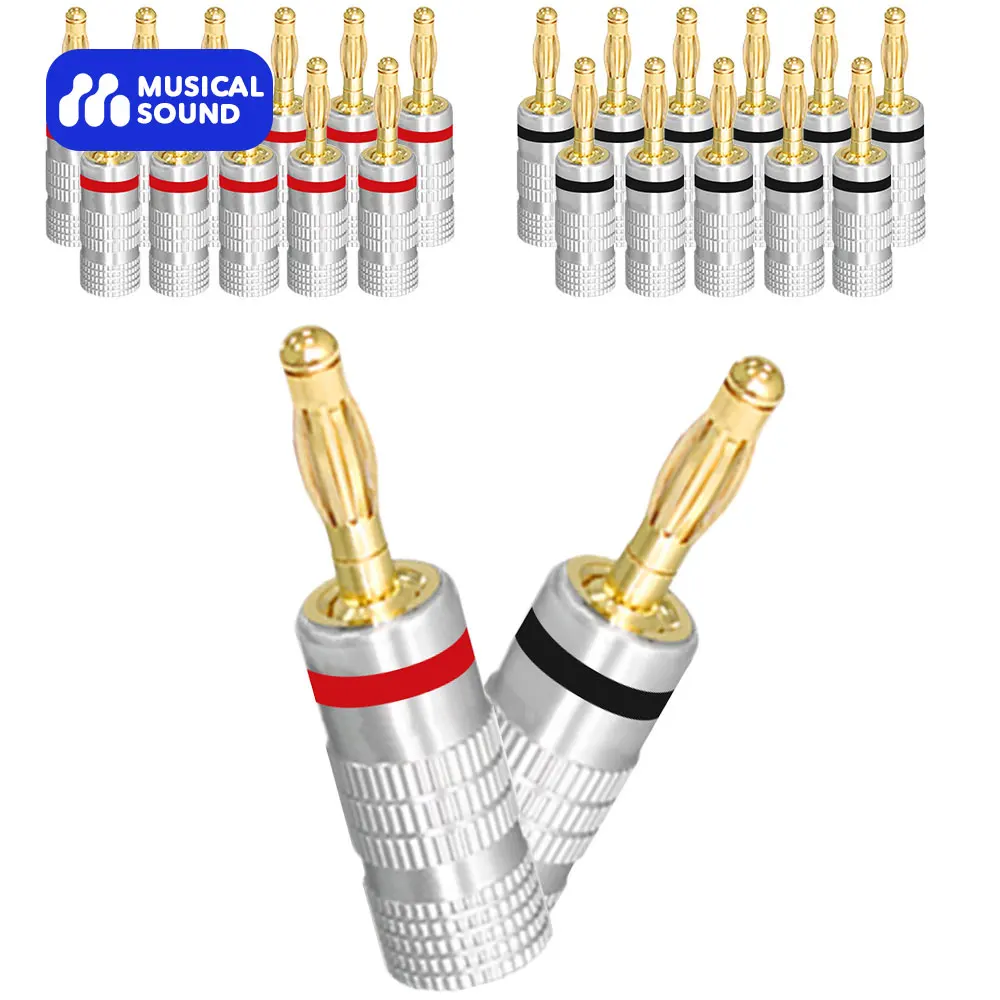 Musical-Sound-24K-Gold-Plated-Speaker-Plugs-Audio-Banana-Connector-for ...