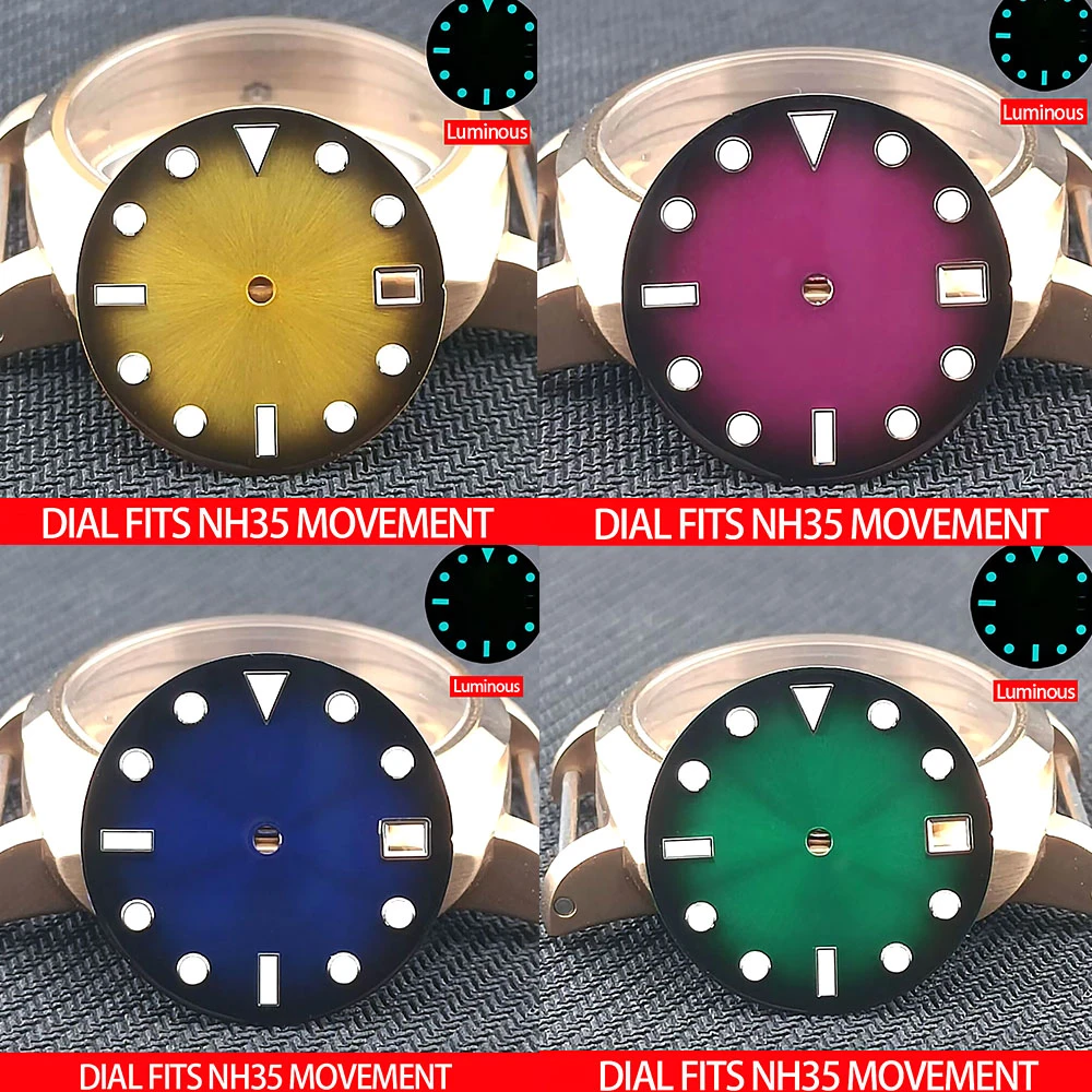 28.5mm Diameter Single Calendar Watch Dial Blue Luminous Dial For Nh35 ...