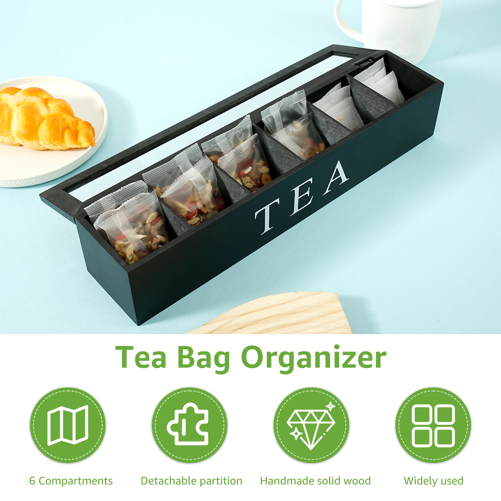 1PC-Tea-Bag-Holder-Wooden-Tea-Bag-Container-with-Clear-Lid-Tea-Bag ...
