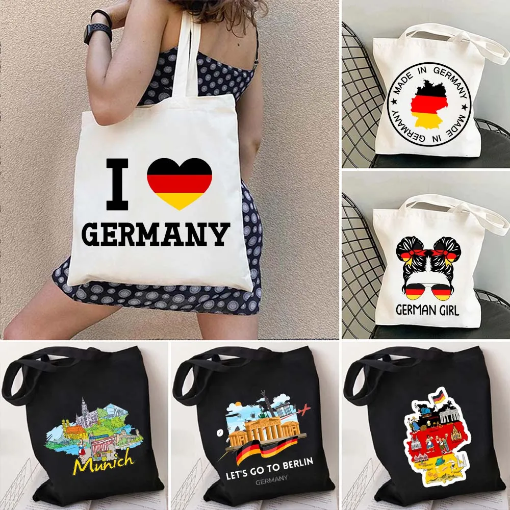 Munich Berlin Germany Map Canvas Totes Bag Love Heart Flag Coat of Arms ...
