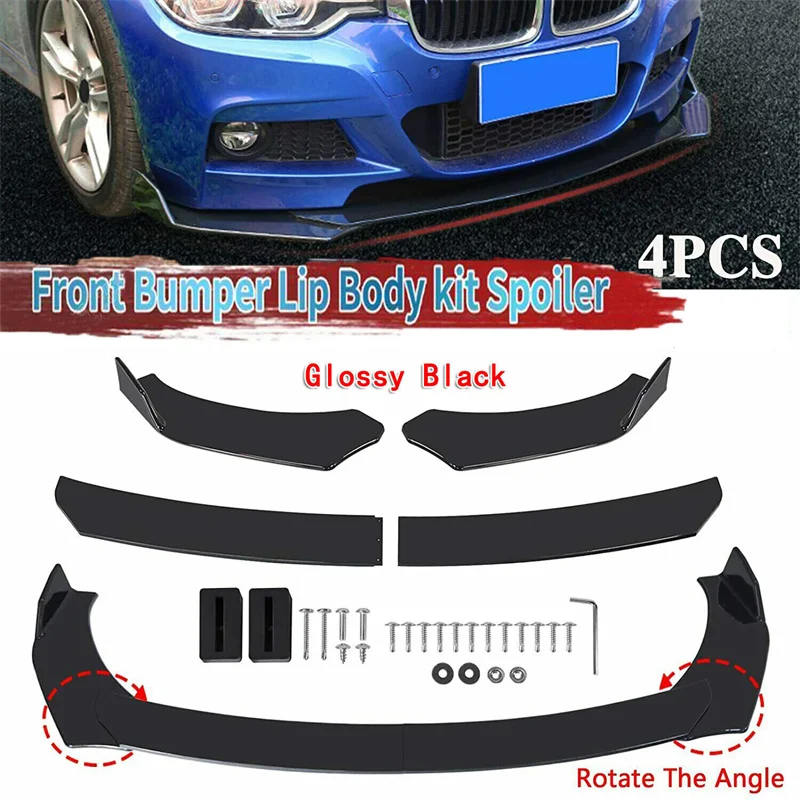 4PCS-Universal-Car-Front-Bumper-Lip-Body-Kit-Spoiler-Splitter-Carbon ...