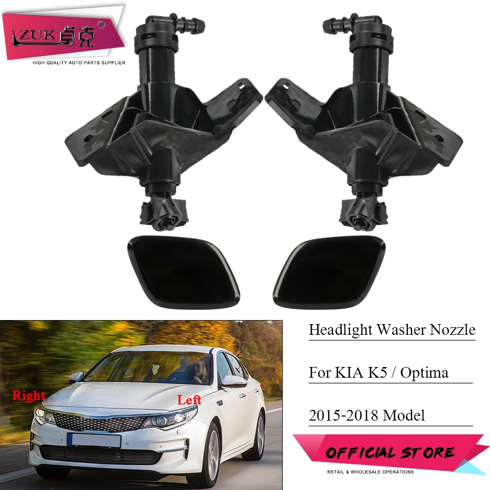 ZUK 프론트 헤드라이트 와셔 노즐 헤드램프 워터 스프레이 제트 커버, 기아 옵티마 K5 2015 2016 2017 2018 ...