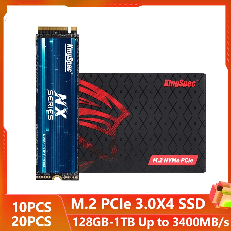 10 pces kingspec m2 nvme ssd 128gb 256gb 512gb 1tb ssd velocidade 3400mbs m2 pcie 3.0 disco ...
