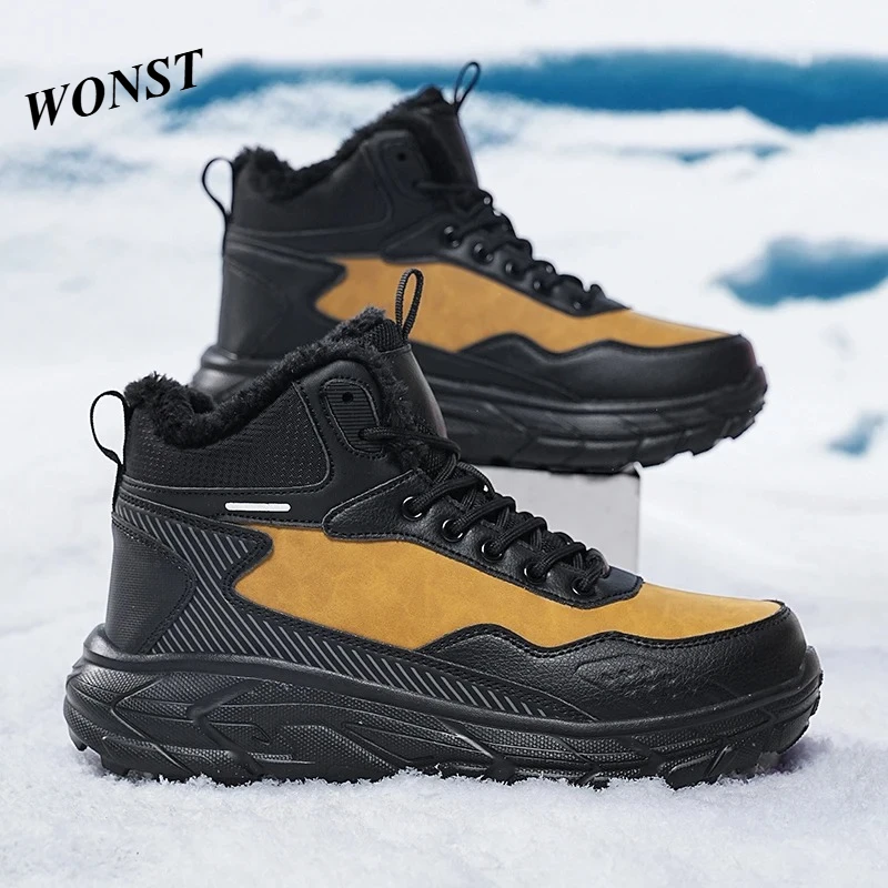 WONST Men Trendy Sneakers Winter Warm Snow Boots Non-slip Wear ...