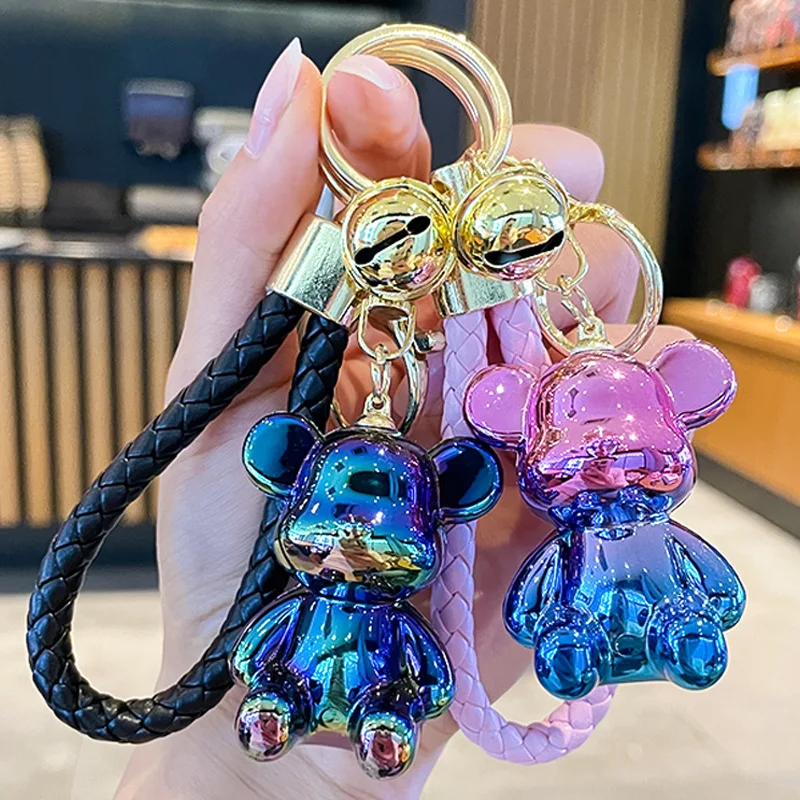 Colorful violent bear doll cartoon keychain women's exquisite high-end ...