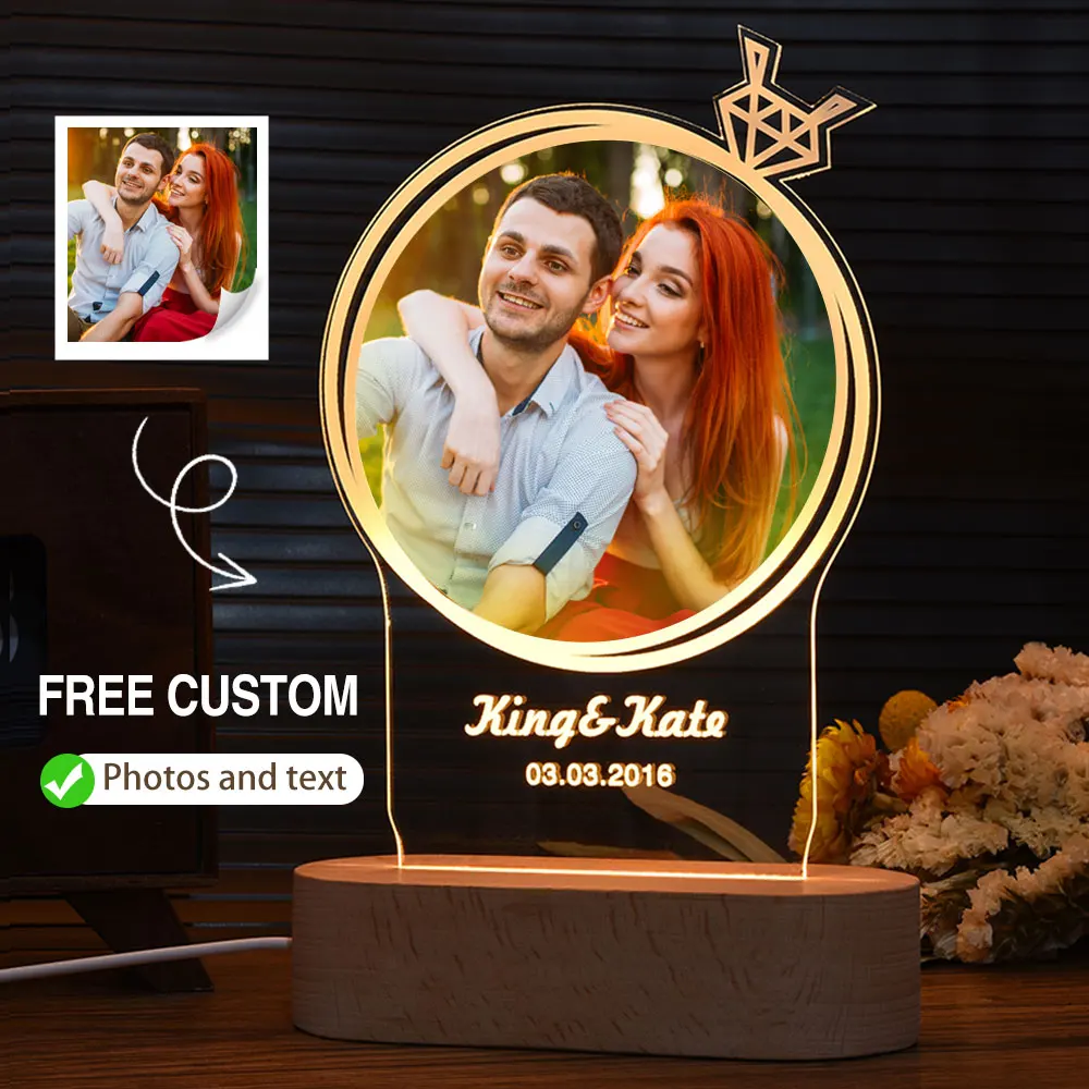 Christmas Gifts Personalized Custom Couple Photo Frame Night Light With ...