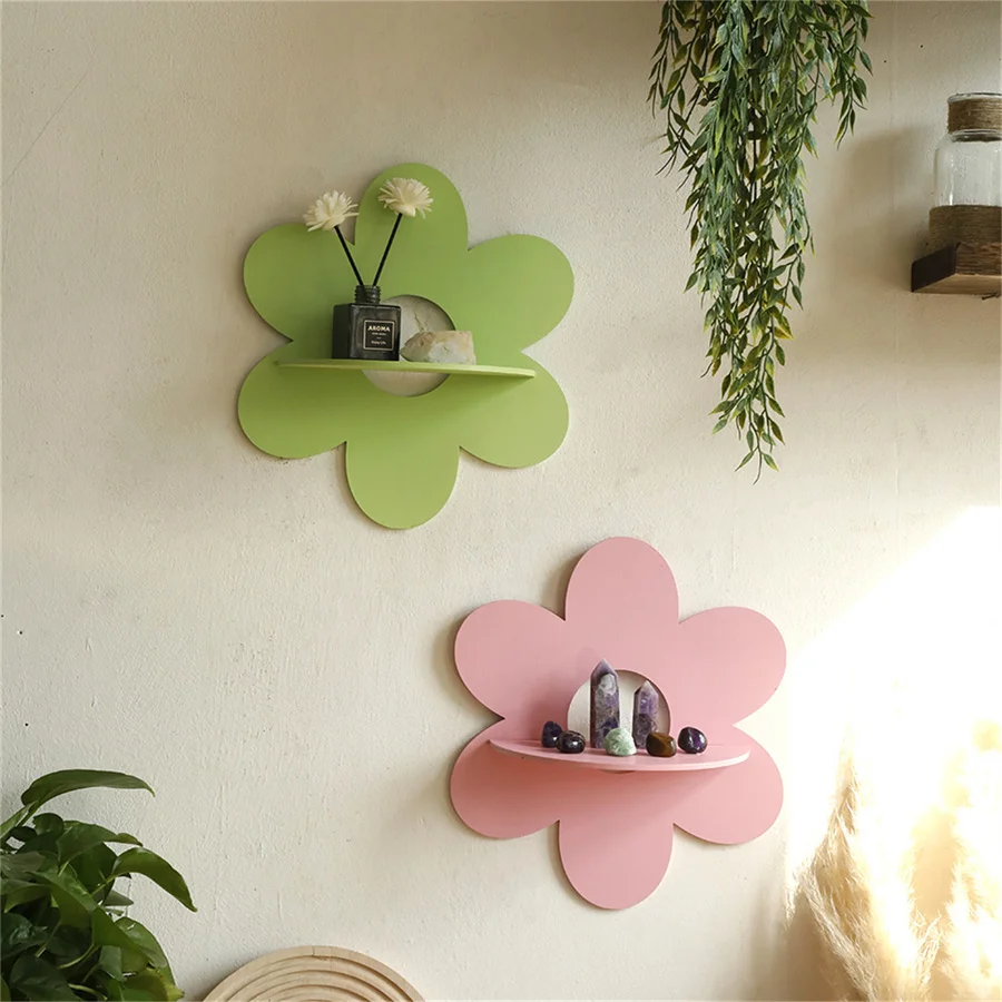 Flower Crystal Shelf Display Boho Floating Wall Shelf For Bedrooms ...