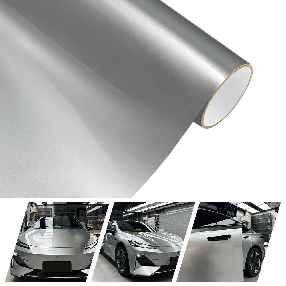 Premium PET LIquid Metal Stellar Silver Car Body Sticker Decals Self ...
