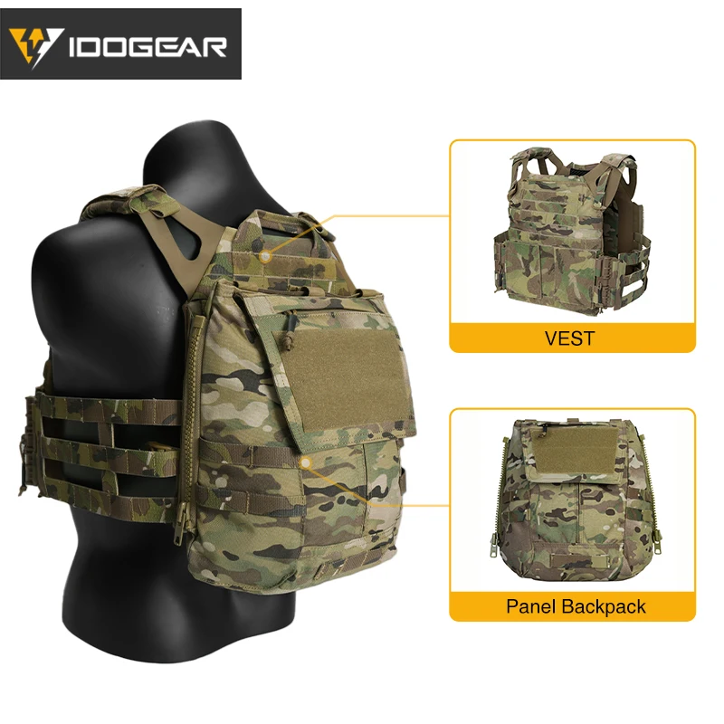 IDOGEAR Tactical JPC 2.0 Vest with Multifunctional Backpack Zip-on Back ...
