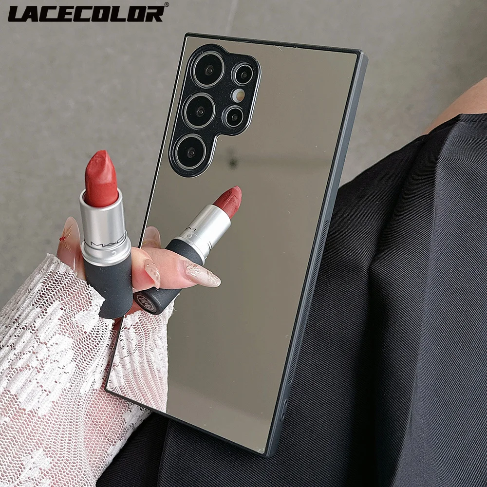 Black-Edge-Mirror-Makeup-Phone-Case-For-Samsung-Galaxy-S24-S23-Plus ...