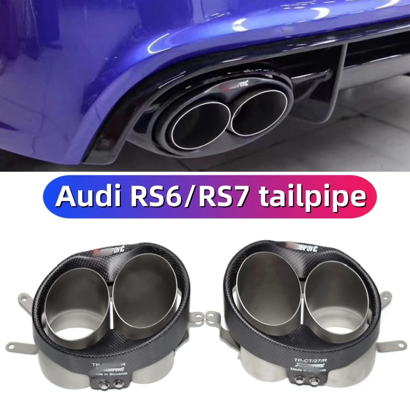 For-Audi-16-17-18-RS6-RS7-Carbon-Fiber-Tailpipe-Exhaust-Modified-Tip ...