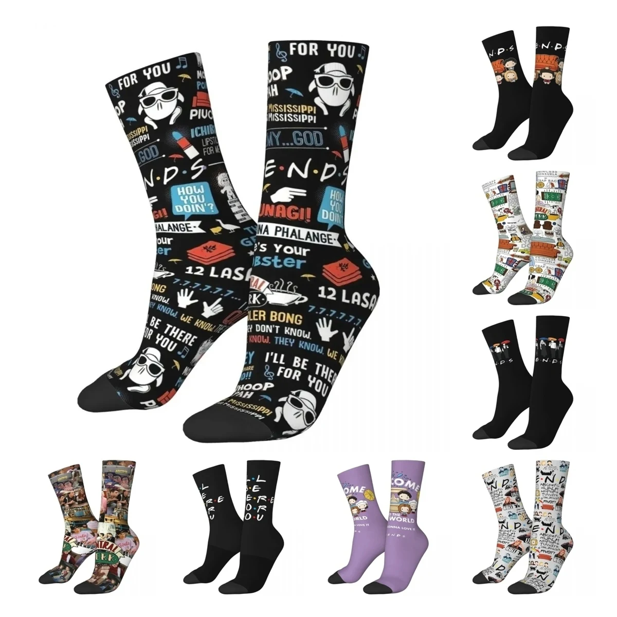 Friends TV Show Series Socks Men's Women's Casual Cartoon Central Perk ...
