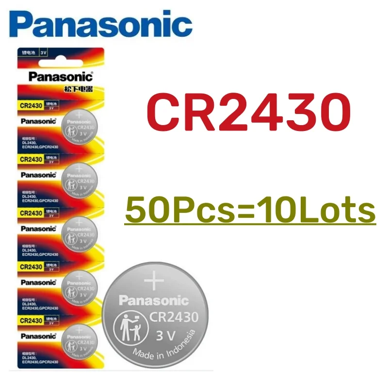 50Pcs-Original-Panasonic-CR2430-Watch-Buttom-Battery-DL2430-ECR2430 ...