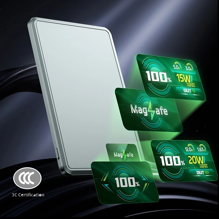 5000/10000mAh｜CCC Power Bank TFT Screen｜Magnetic 15W Wireless Charging ...