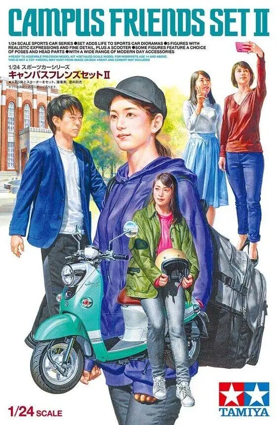 Tamiya-24356-1-24-Scale-Model-Figure-Kit-5-Campus-Friends-II-w-Scooter ...