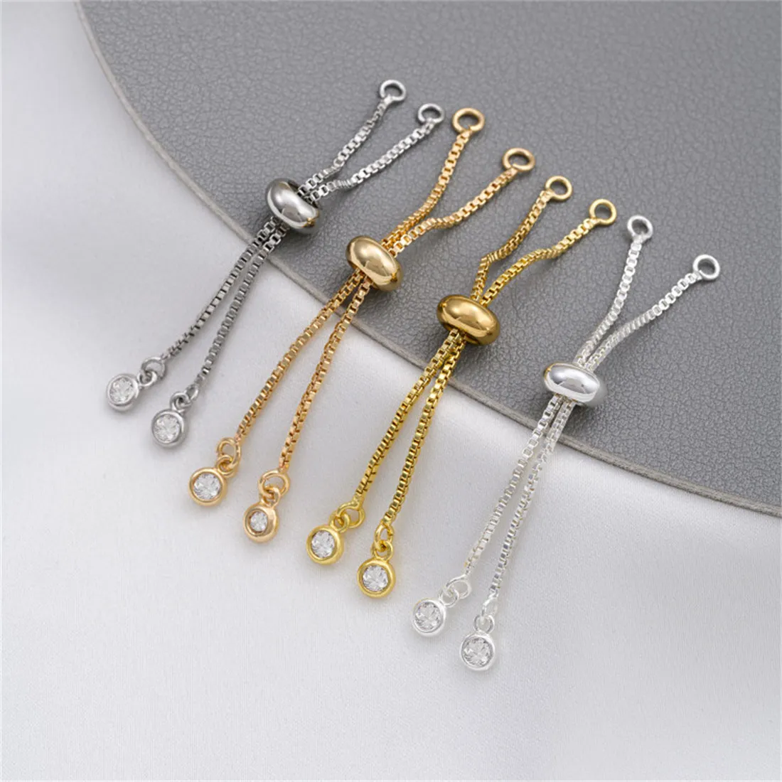14K Gold-Color Silicone Beads Adjustable Extension Chain Short Hanging ...