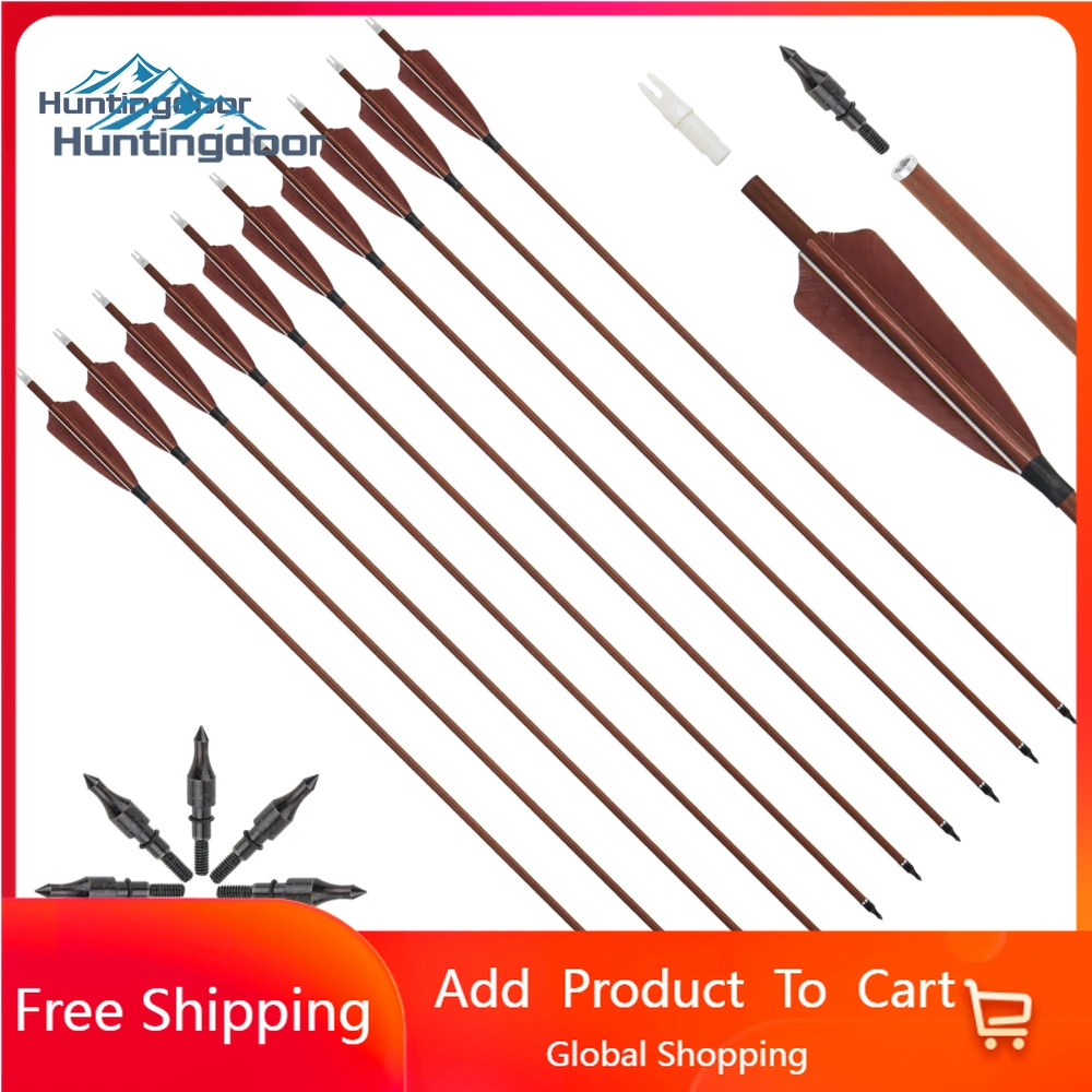 6-12-24pcs-Pure-Carbon-Arrows-Hunting-Archery-32-5-Spine400-Brown-Real ...