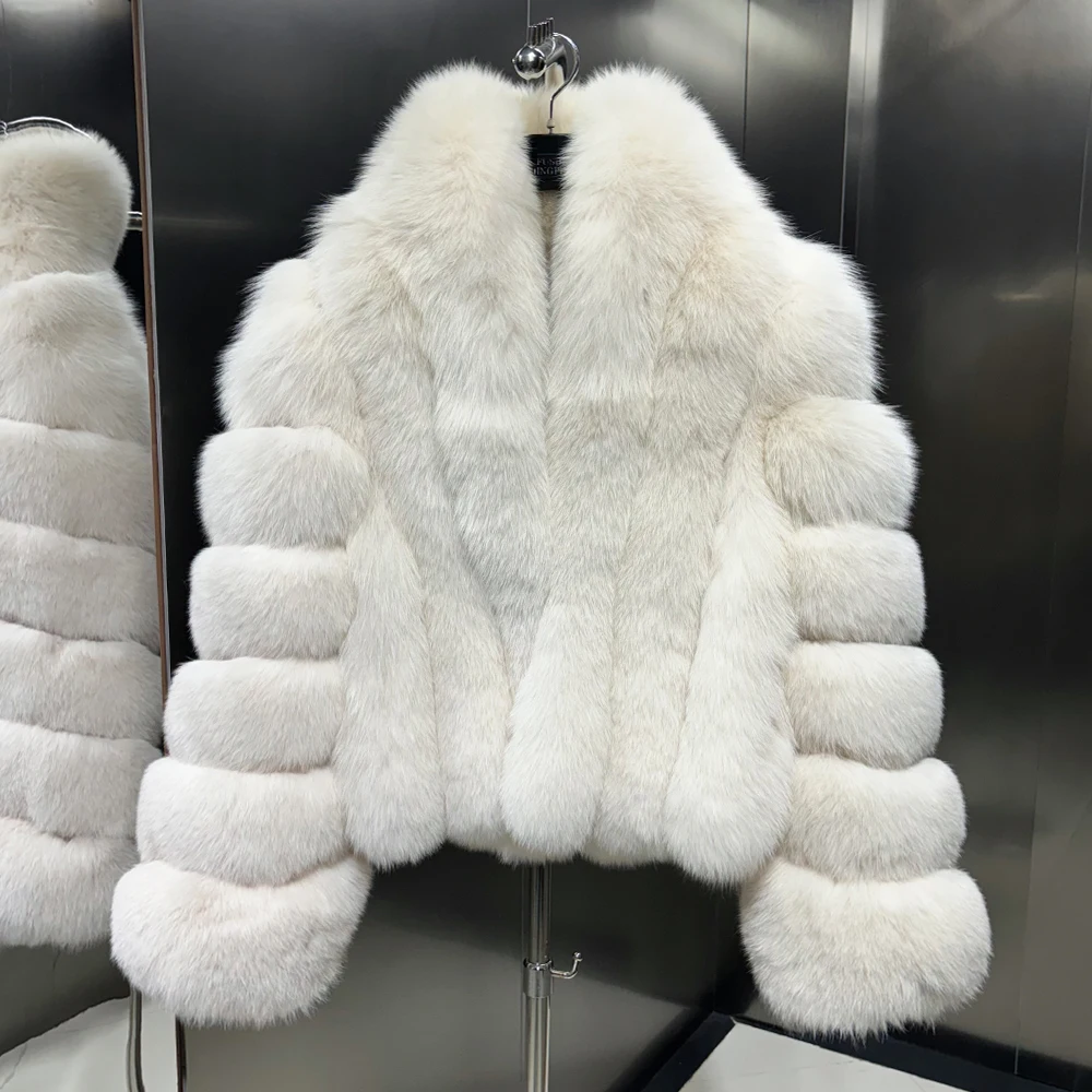 Luxury Real Fox Fur Jacket Women 2025 Winter Warm Long Beige Fox Fur ...