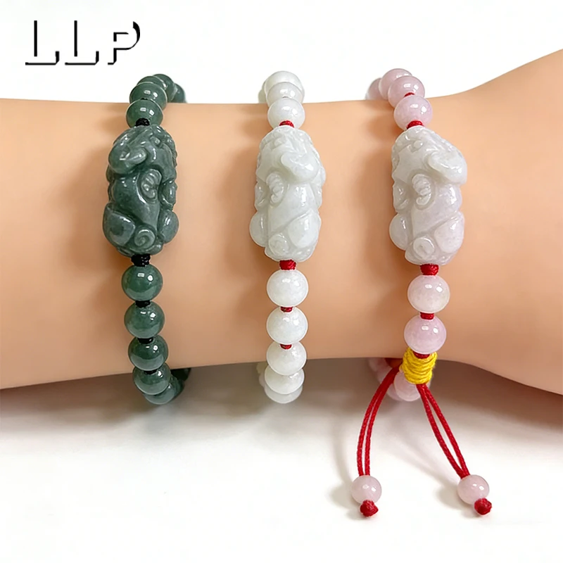 New Natural A Grade Jade Fox Tail Bracelet Adjustable Lucky Charm Beads ...