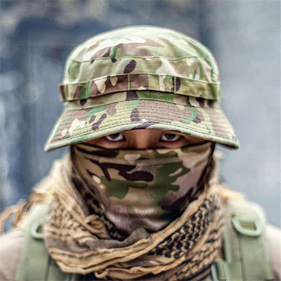 Military Fan Tactical Camouflage Short Brimmed Boonie Hat Outdoor ...