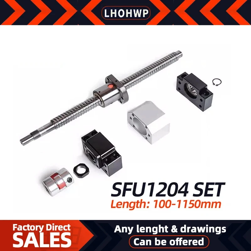 CNC Ballscrew Set : 12mm Ball Screw SFU1204 End Machined + RM1204 Ball ...