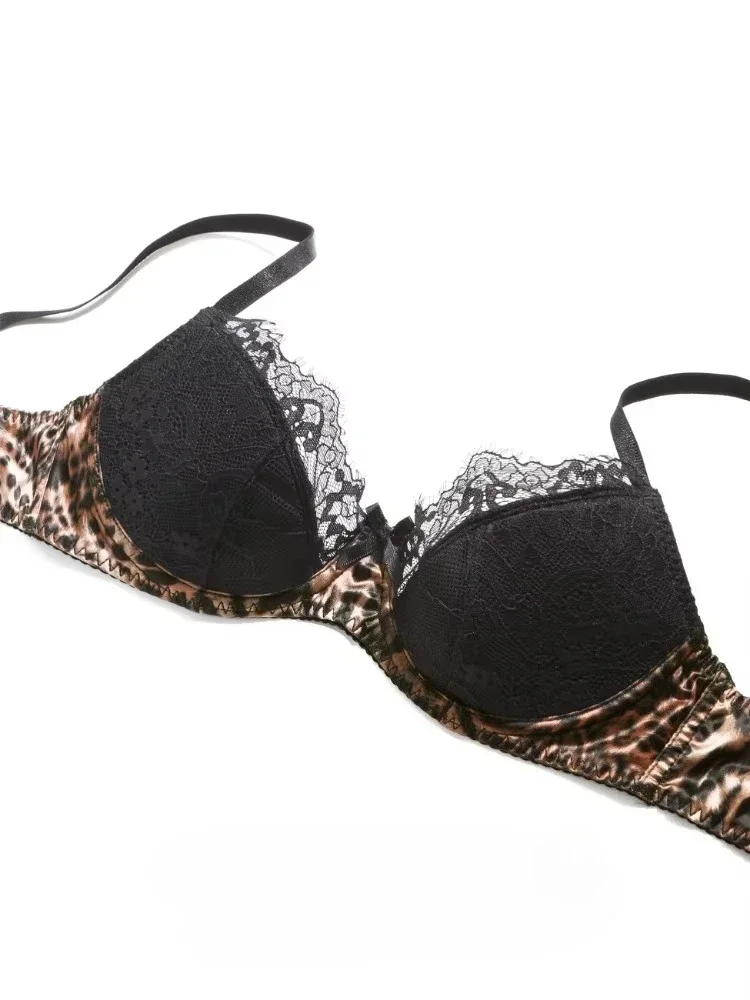 Sexy Leopard Bras Set Small Chest Winter Push Up Bralette Anti Sagging ...