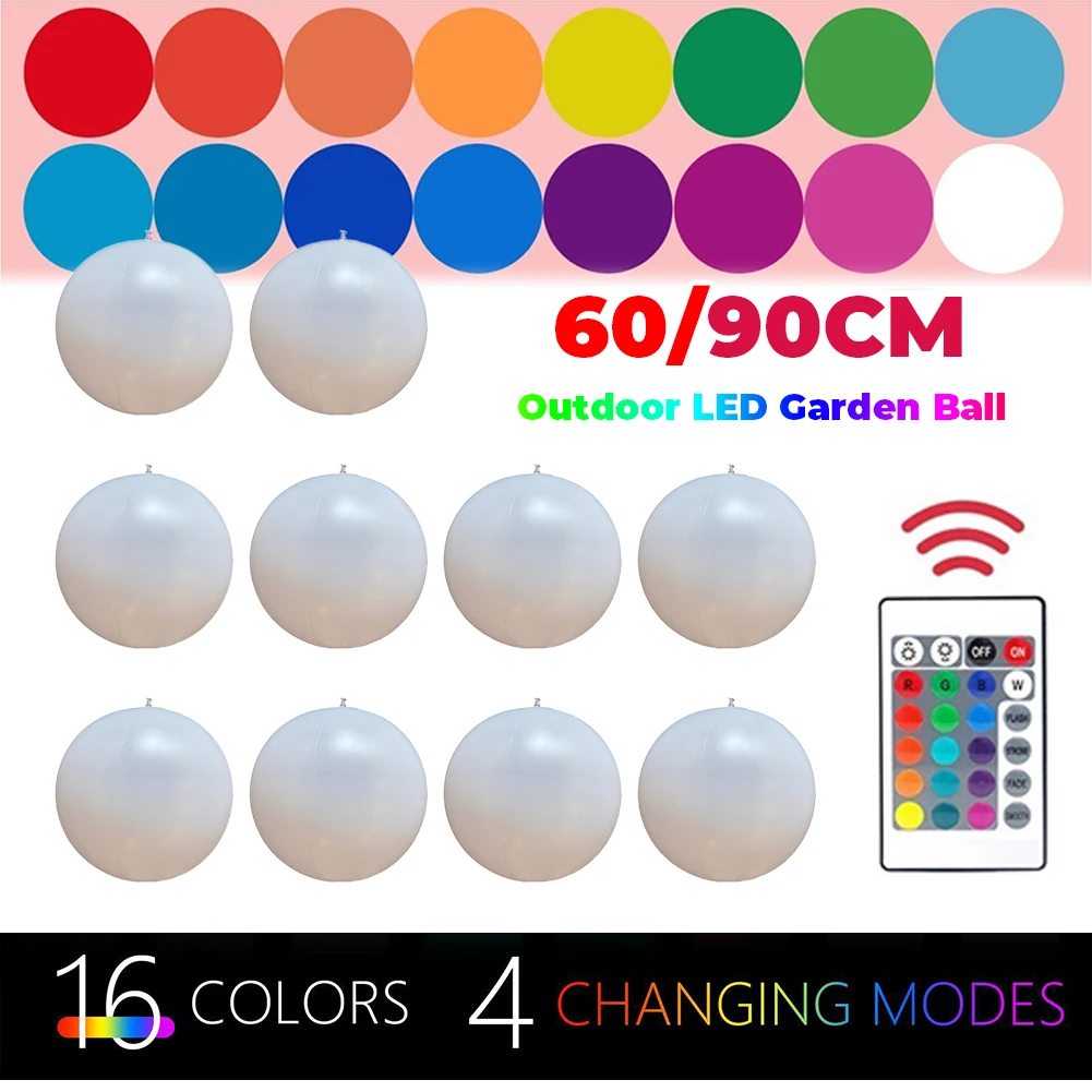 1-5PCS Luminous Beach Ball Light 16 Colors Swimming Pool Light Ball 60 ...