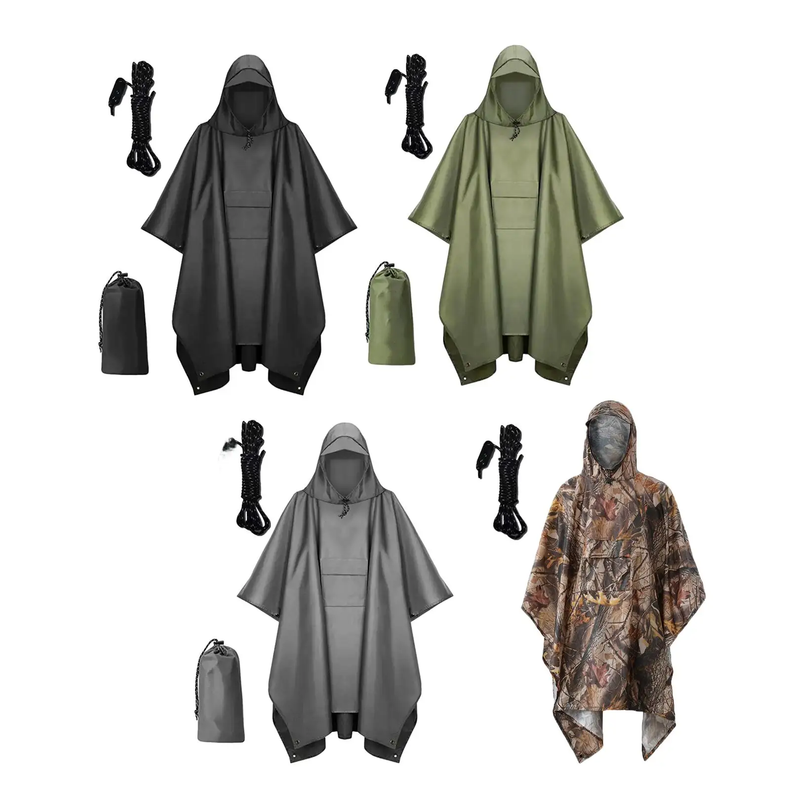 Hooded-Rain-Poncho-Water-Resistant-Rain-Cape-Cloak-with-Front-Pocket ...