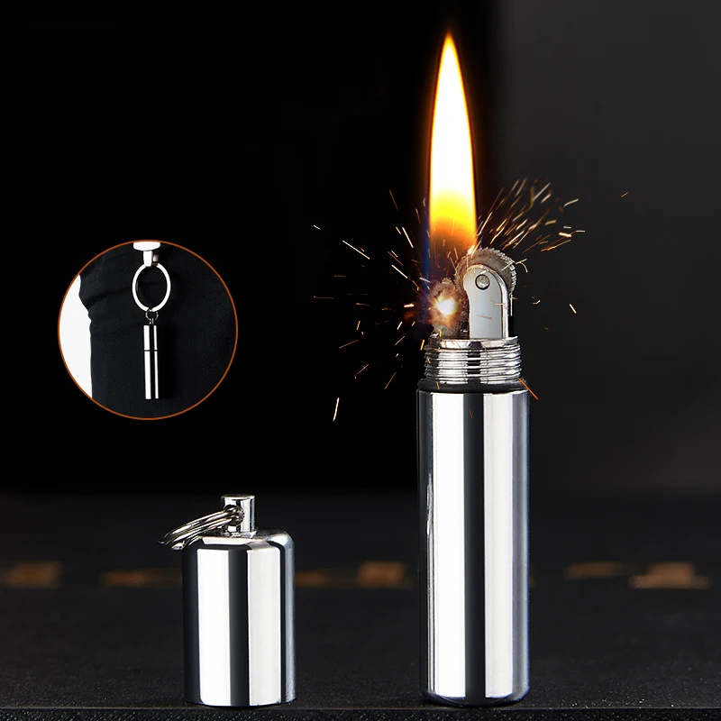 Metal Windproof Gasoline Kerosene Lighter Mini Keychain New Creative ...